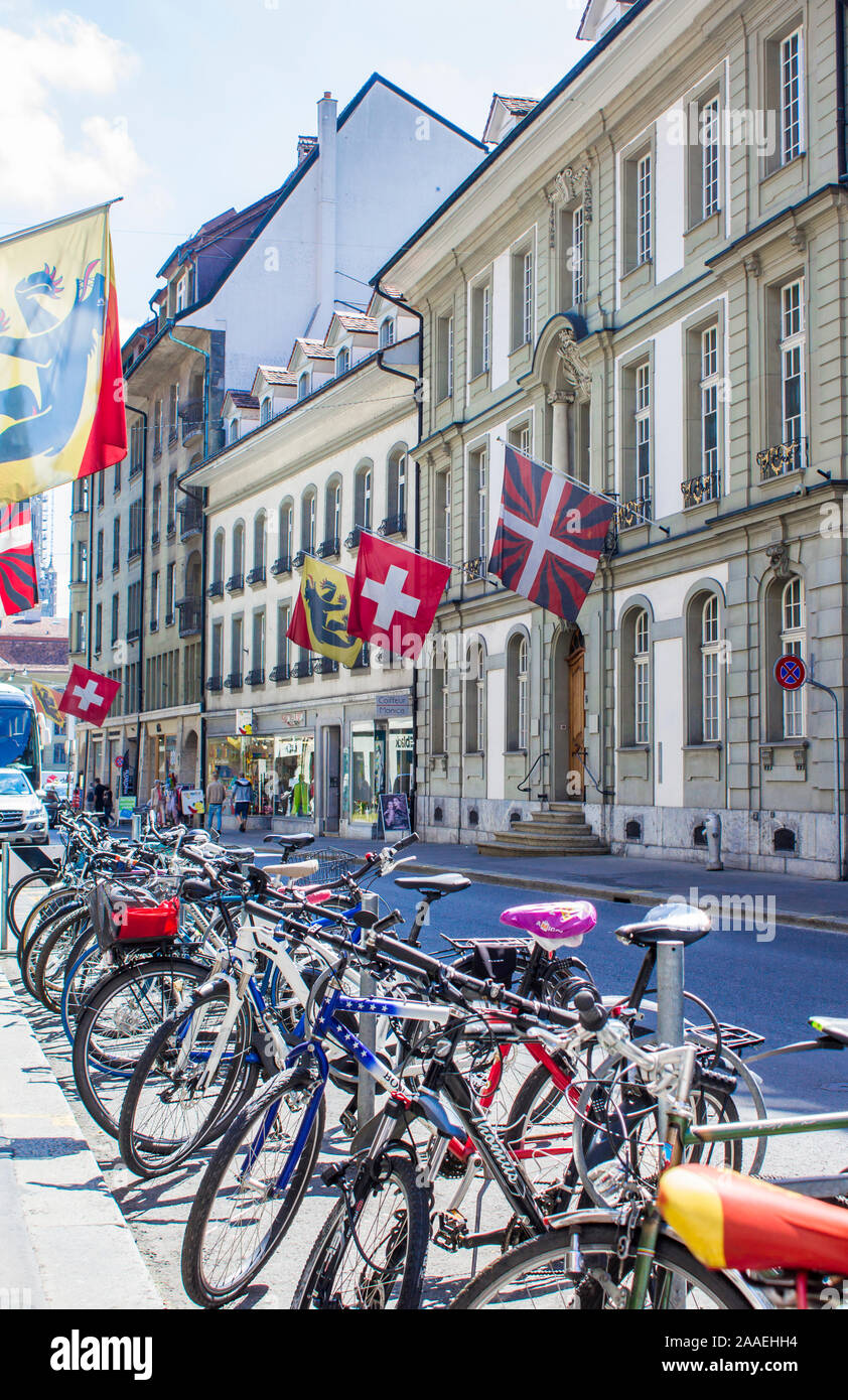 Bicycle parking on the street in Bern Stock Photo - Alamy