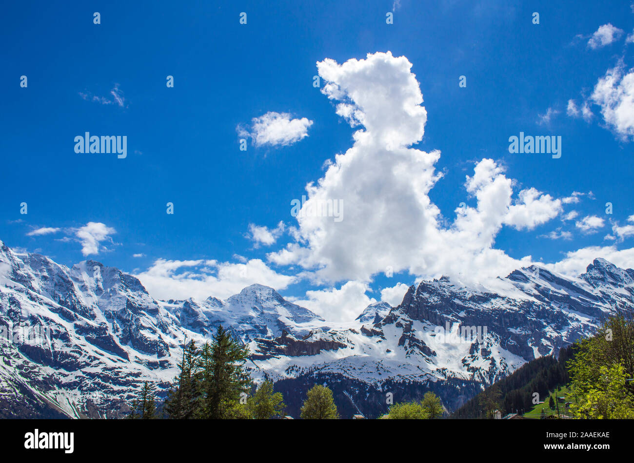 Swiss Alps. Alpine mountains. Mountain landscape. Tourist photo. Spring ...