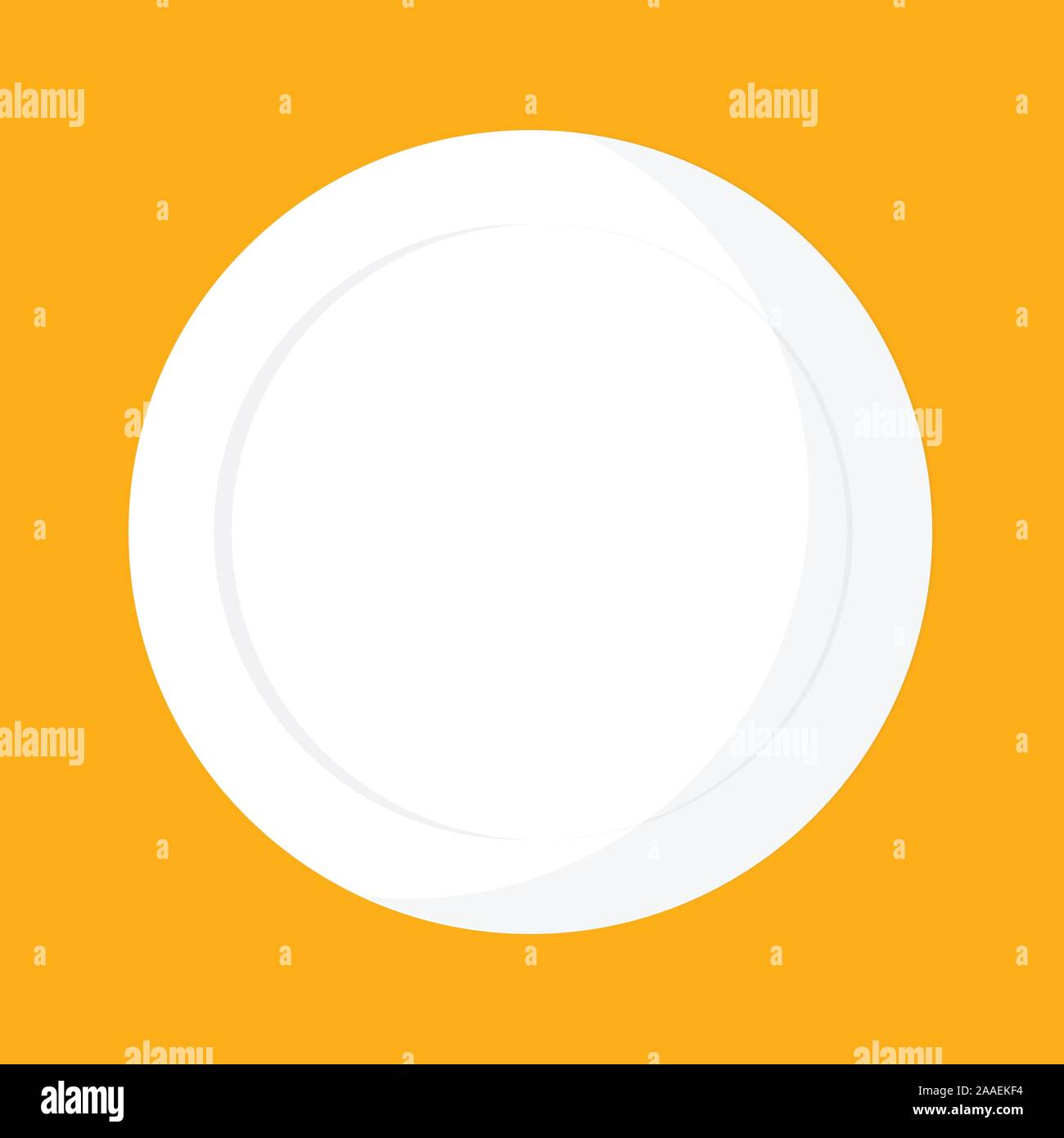 White empty dish top view isolated on yellow background Stock Vector ...
