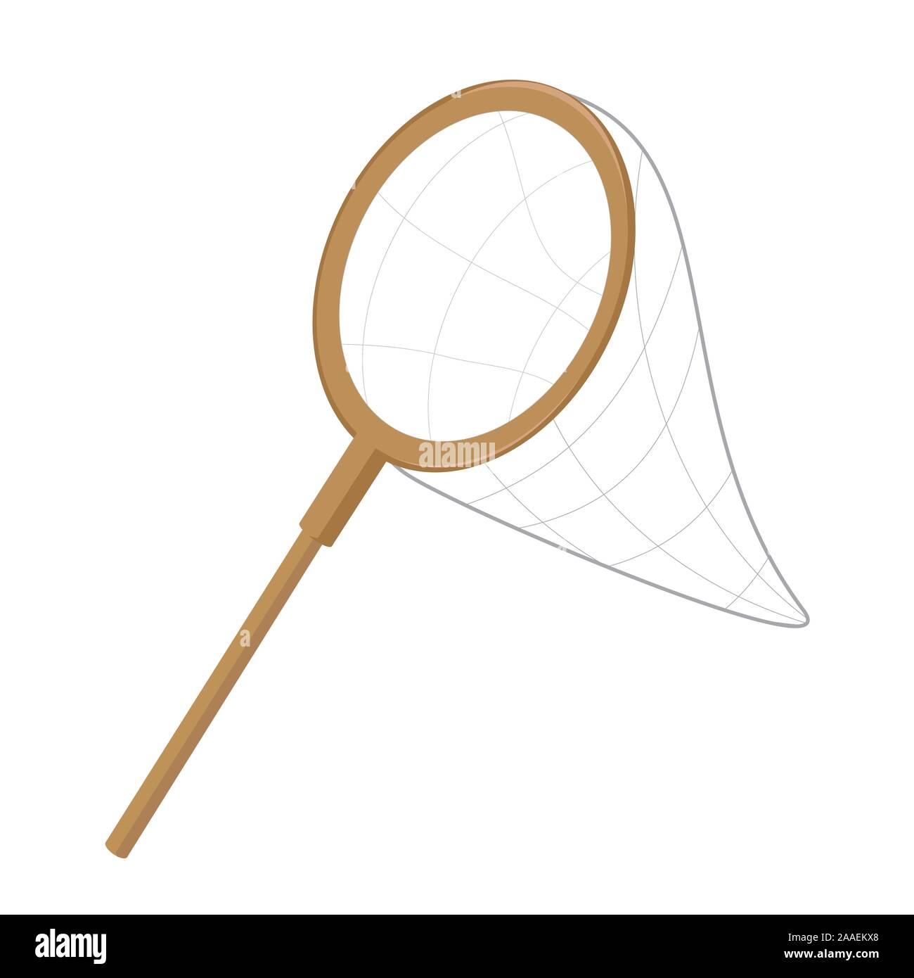Butterfly net. Classic net design, wooden handle. Vector illustration ...