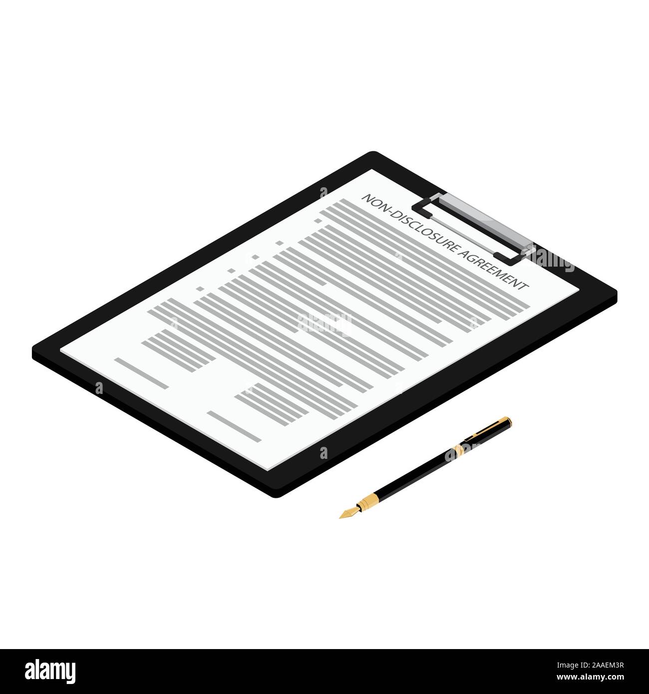 Non-Disclosure Agreement document with stamps isometric view isolated ...