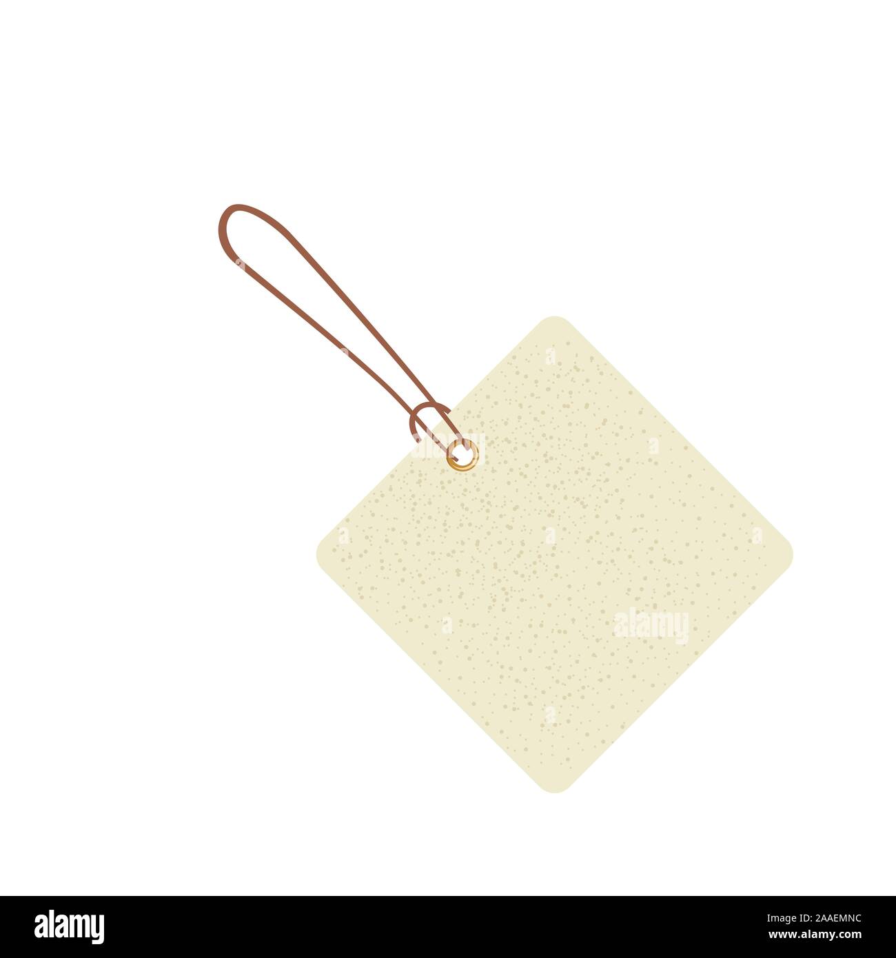 Blank gift box tag or sale shopping label with rope. White paper kraft ...