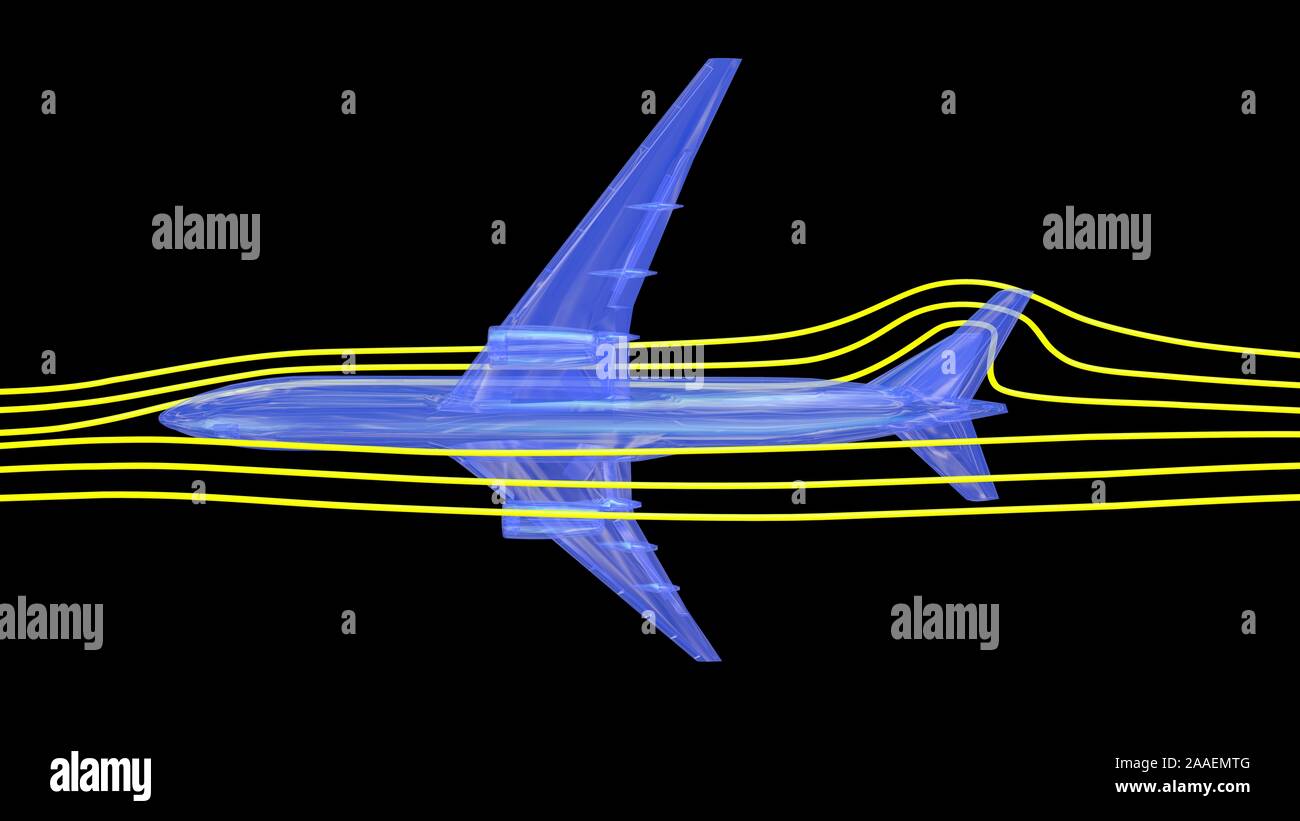 Air flow around airplane body . 3d rendering illustration Stock Photo ...