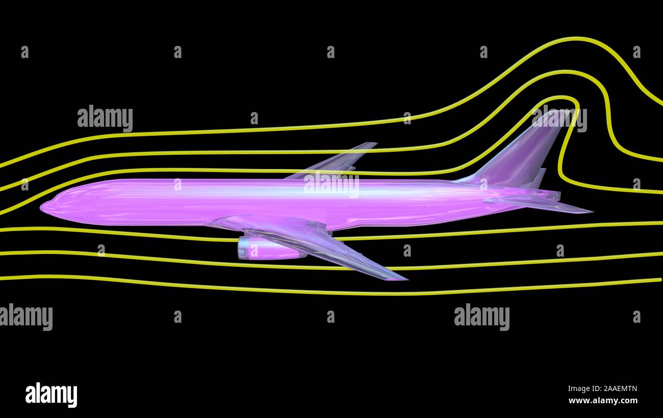 Air flow around airplane body . 3d rendering illustration Stock Photo ...