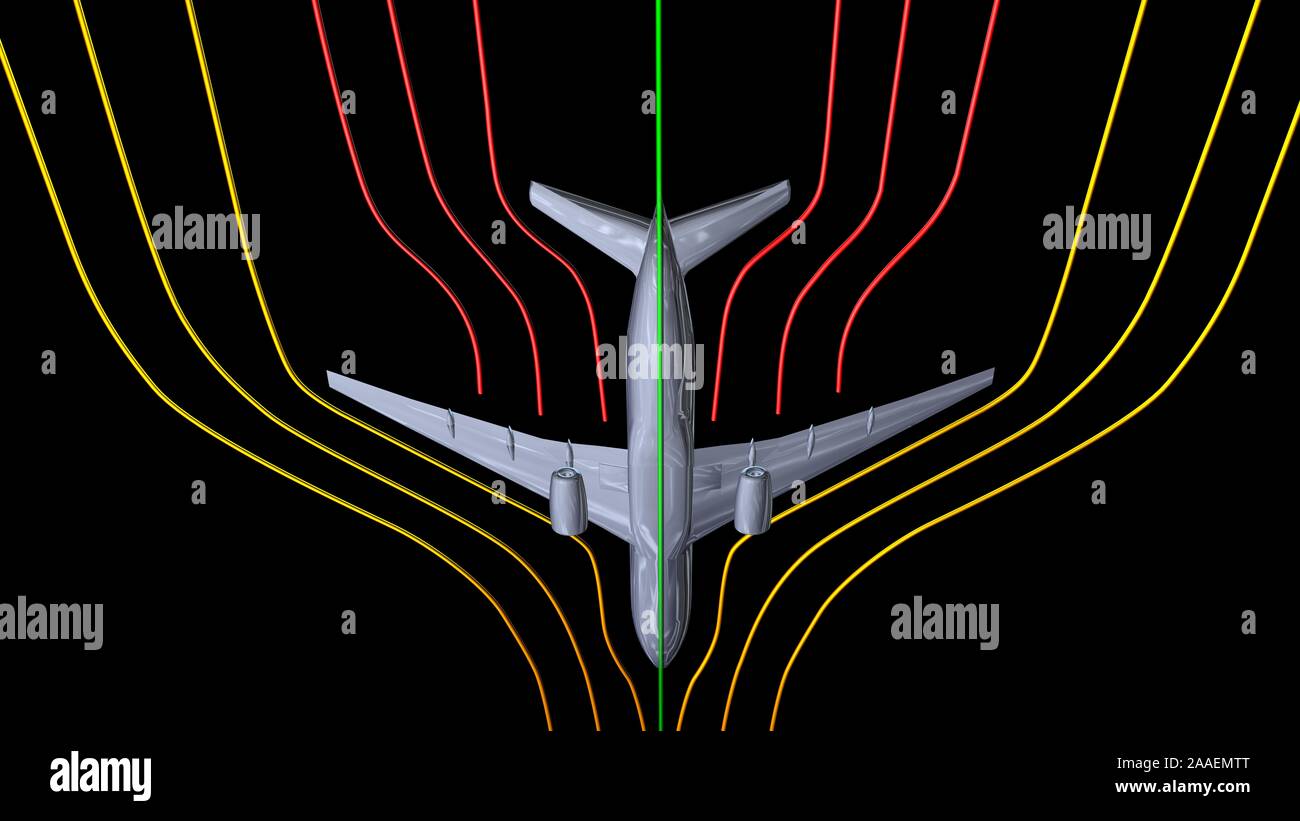 Air flow around airplane body . 3d rendering illustration Stock Photo ...