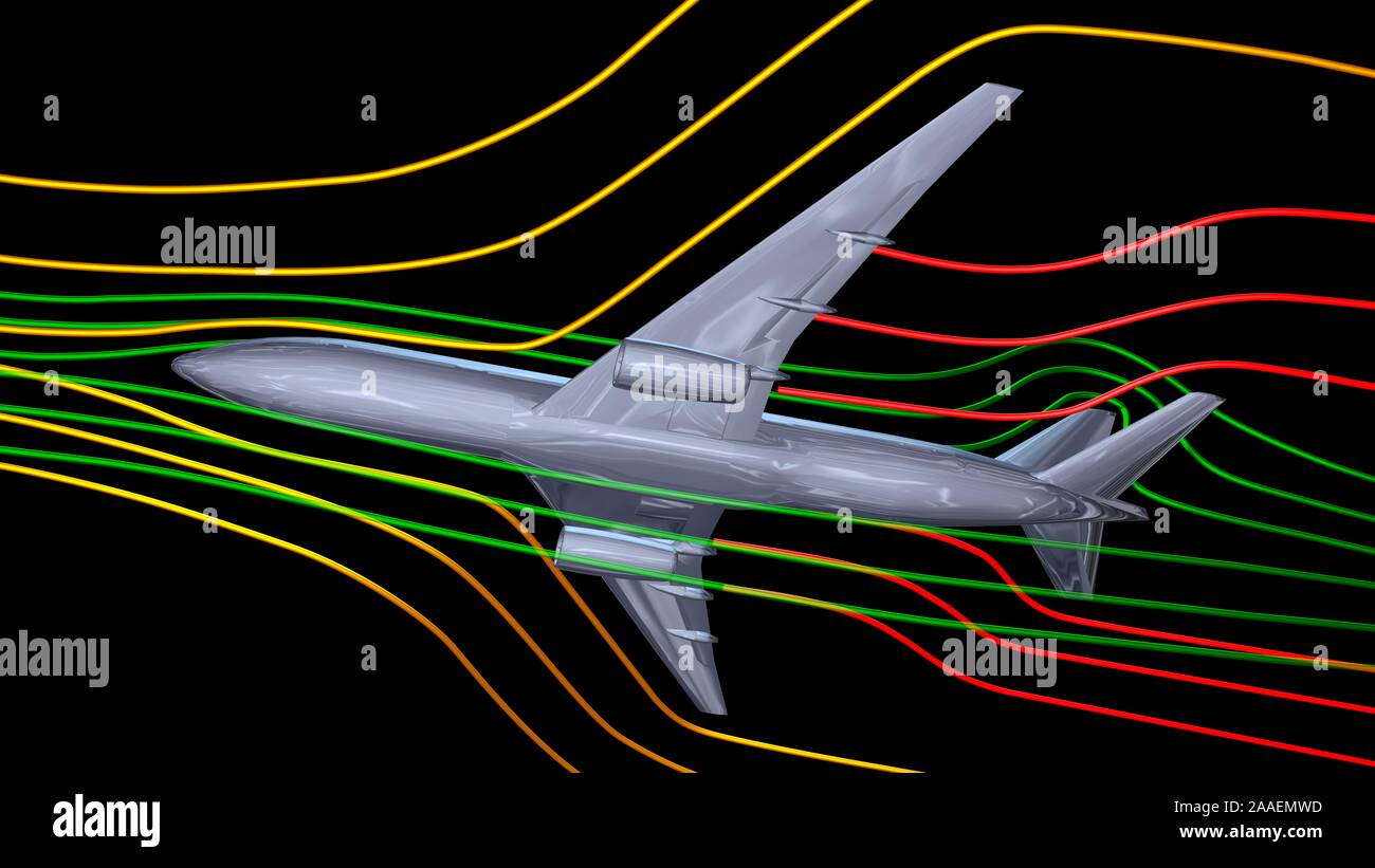 Air flow around airplane body . 3d rendering illustration Stock Photo ...