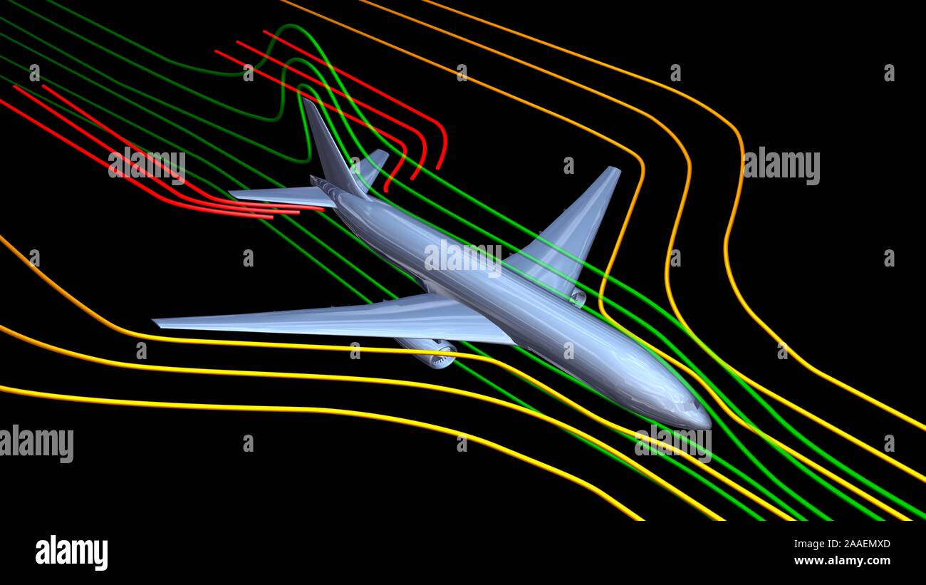 Air flow around airplane body . 3d rendering illustration Stock Photo ...