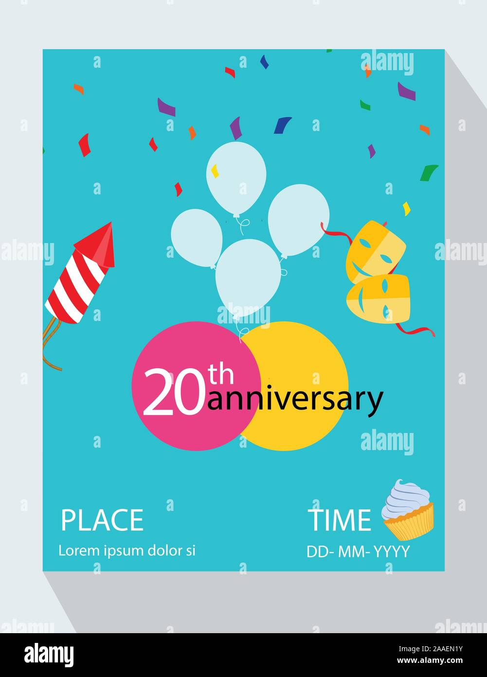 Birthday party invitation card. You are invited! Happy 20th birthday ...