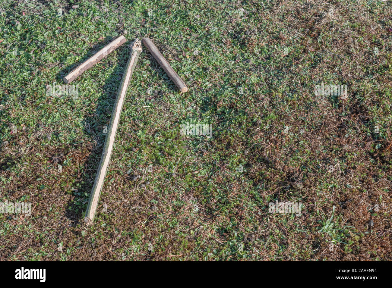 Survival skills concept. Method of signalling 'proceed this way ...