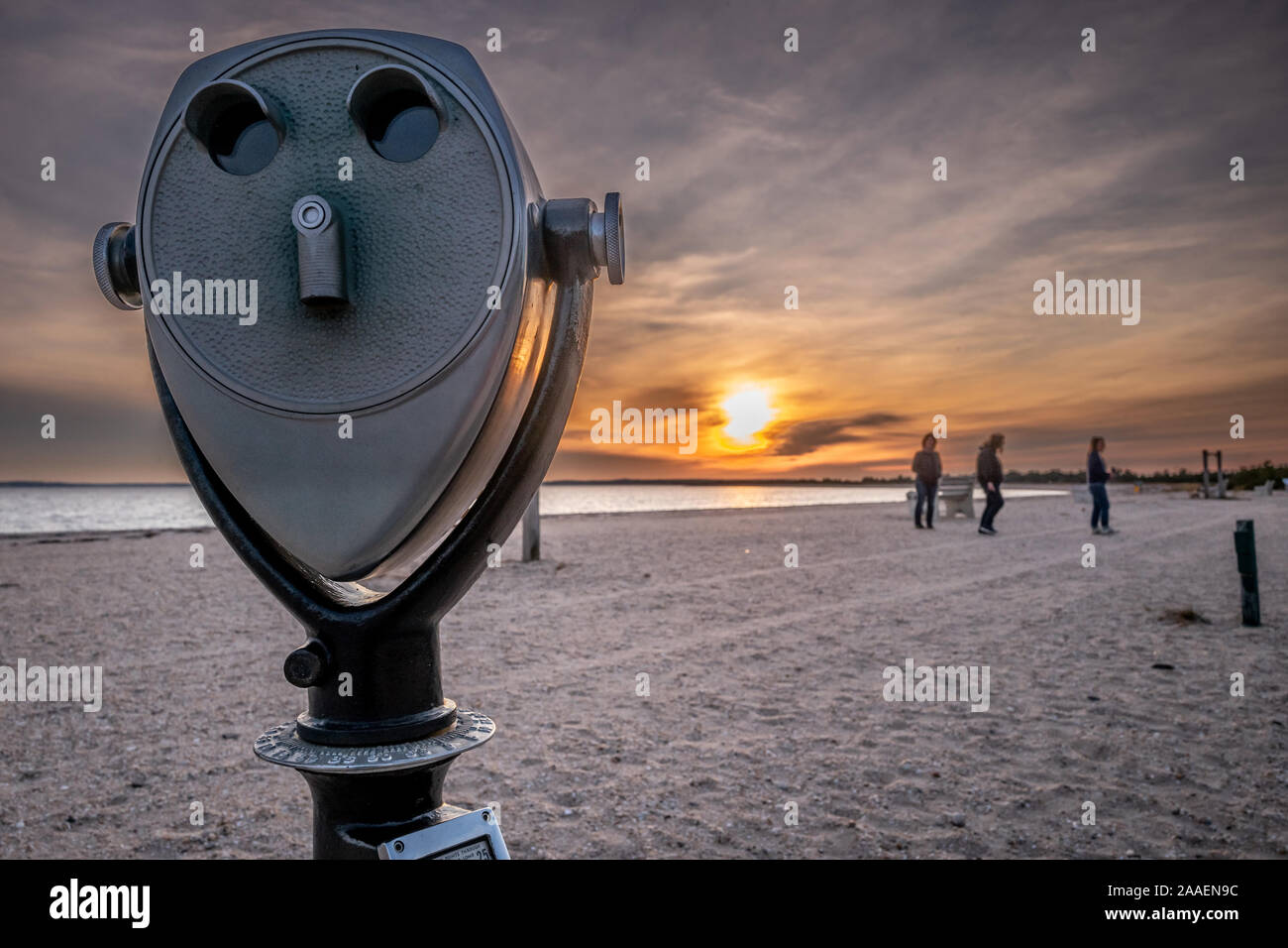 Classic American viewing machines on the beach in Long Island, New York ...