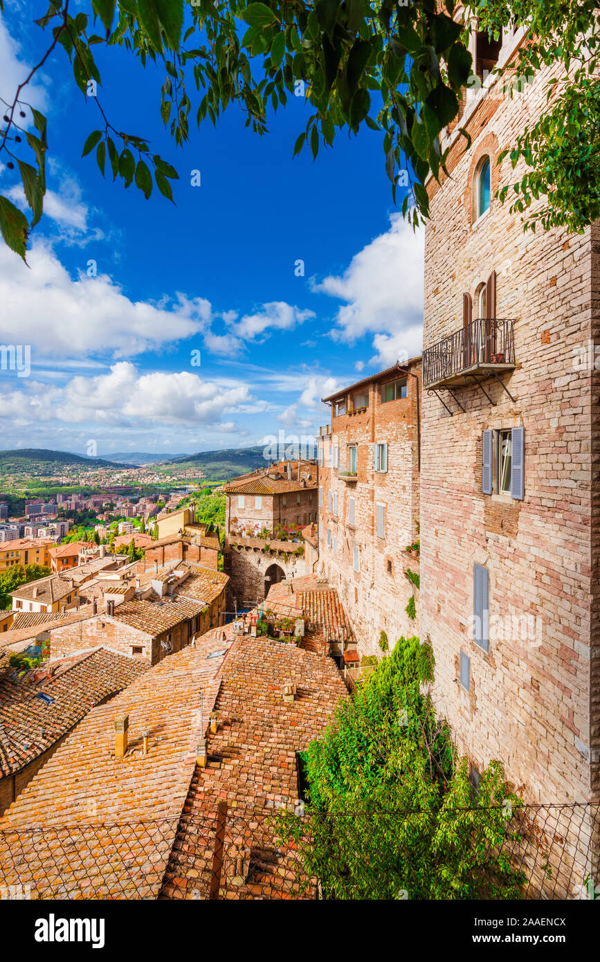 View of Perugia medieval historic center and Umbria countryside from ...