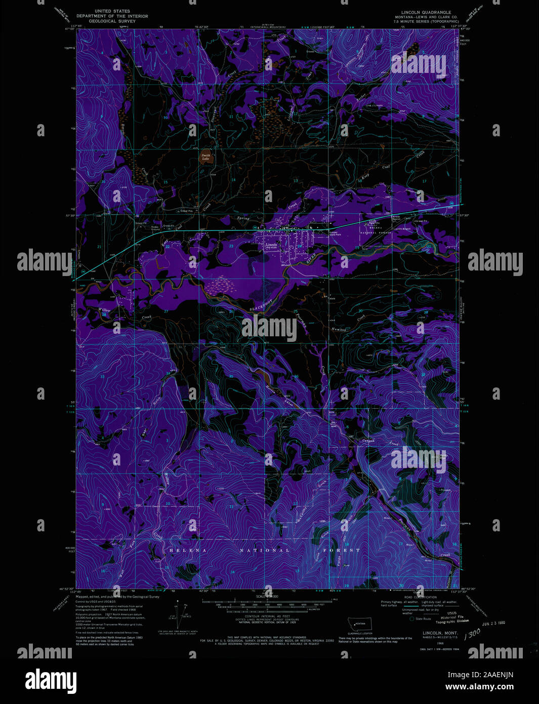 Lincoln montana map hi-res stock photography and images - Alamy