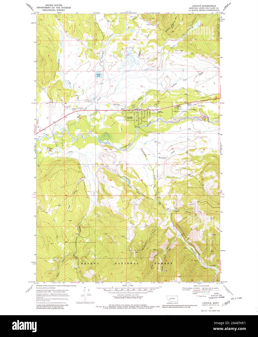 Lincoln montana map hi-res stock photography and images - Alamy