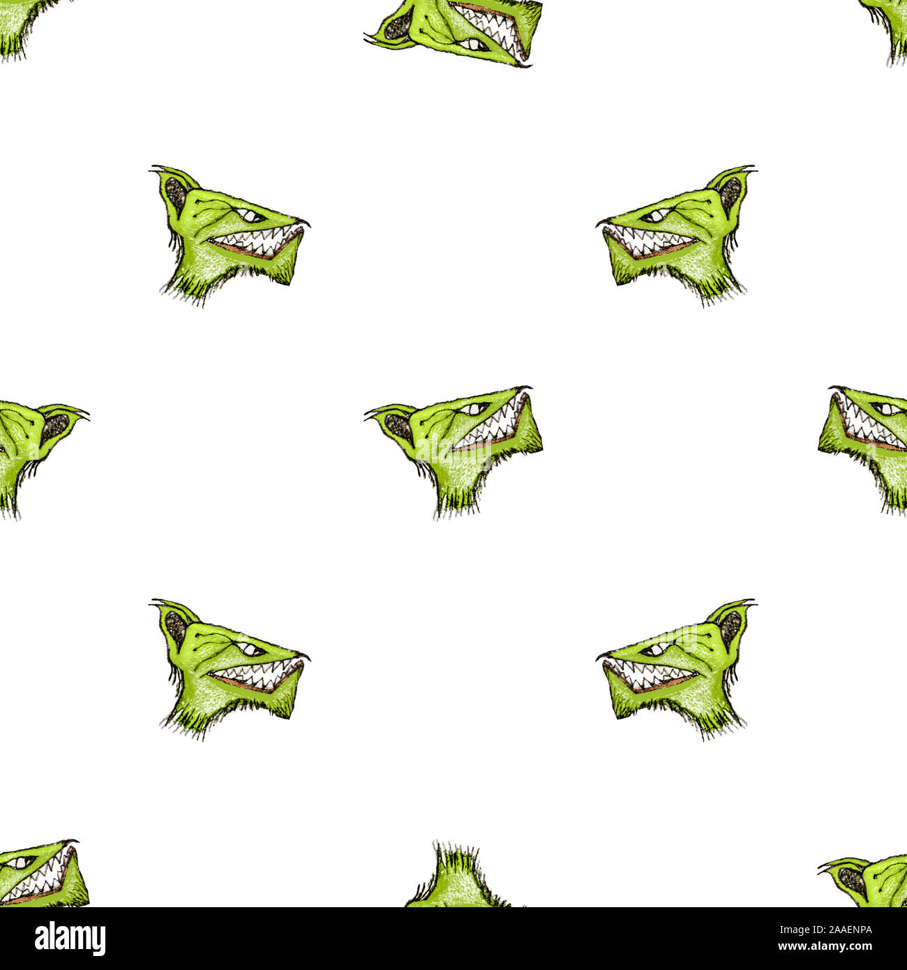 Werewolf head pencil colored drawing illustration motif seamless ...