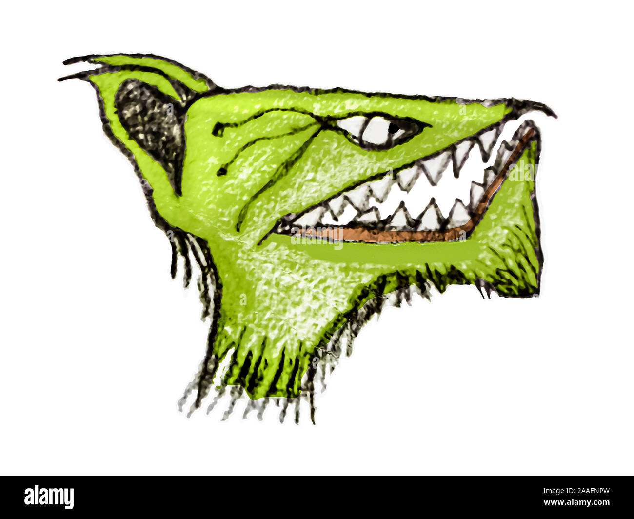 Side view portrait werewolf head pencil colored drawing illustration ...