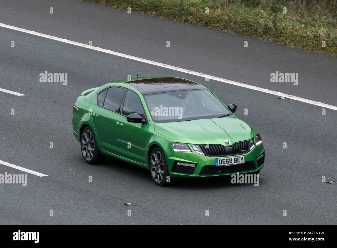 2018 green Škoda Octavia VRS TDI 4X4 S-AUK; Vehicular traffic ...