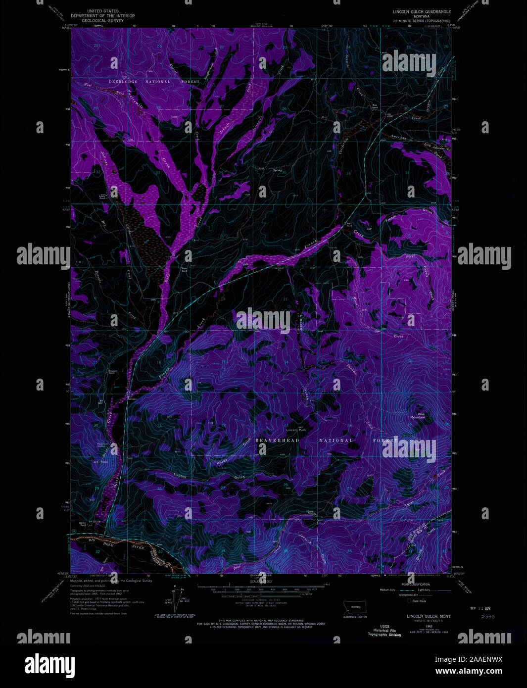 Lincoln montana map hi-res stock photography and images - Alamy