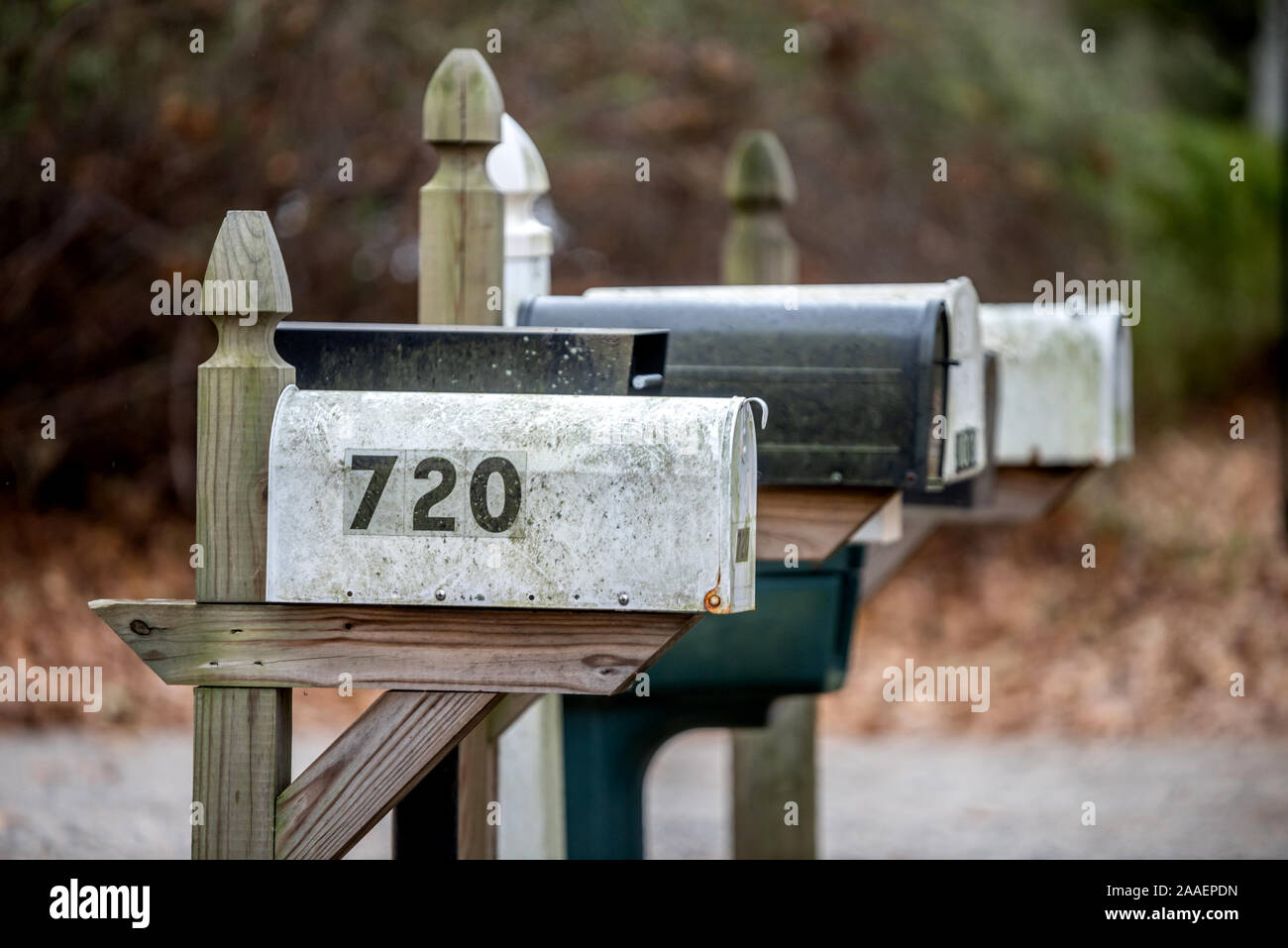 American letter boxes in Southold, Long Island, New York Stock Photo ...