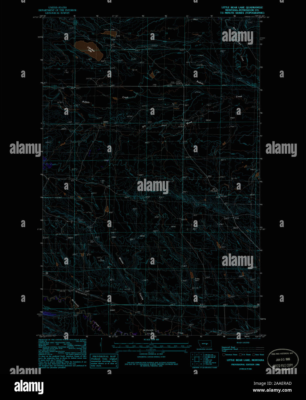 USGS TOPO Map Montana MT Little Bear Lake 265032 1986 24000 Inverted ...