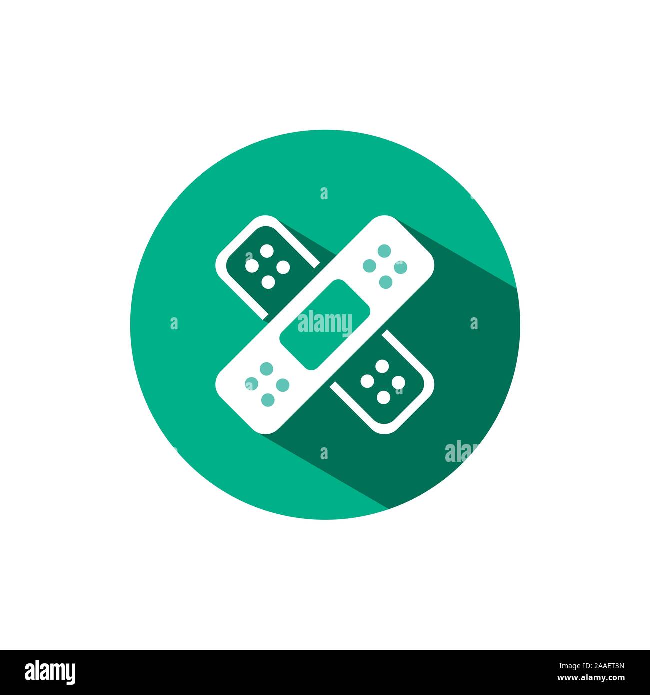 Adhesive bandage icon. Skin medical plaster with shadow on a green ...