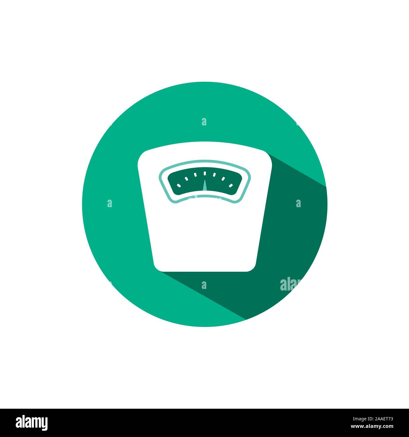 Weight scale icon with shadow on a green circle. Flat color vector ...