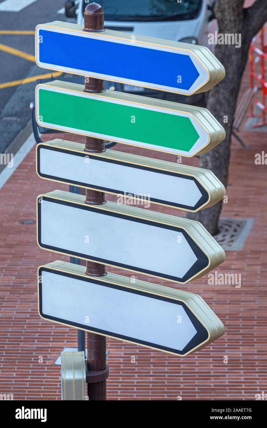 Five Empty Space Directional Arrows Traffic Sign Pole Stock Photo - Alamy