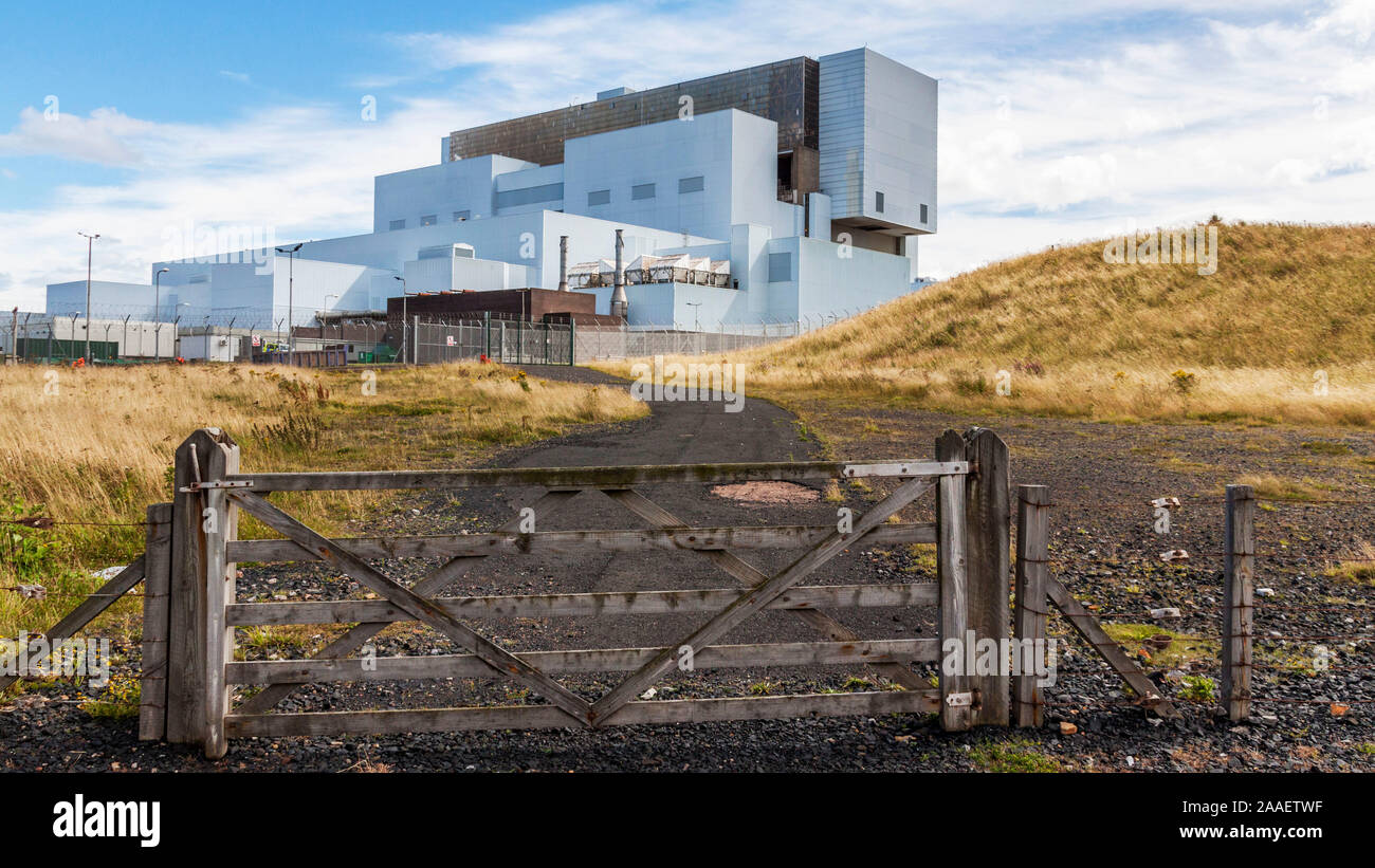 Torness nuclear power station viewed from wooden gate Stock Photo - Alamy