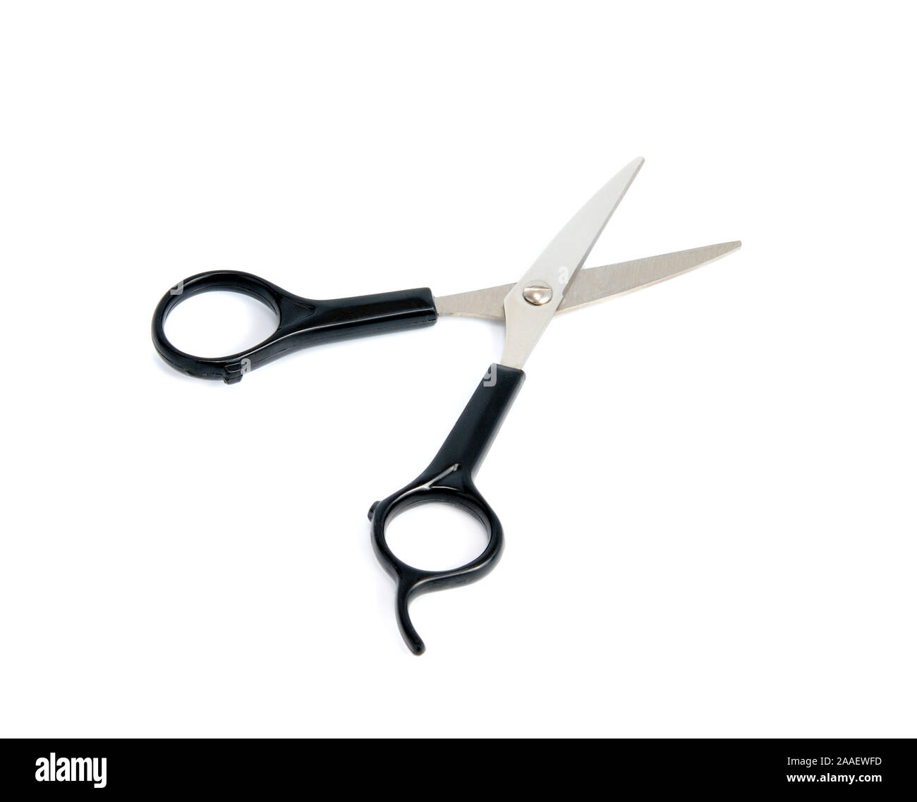 Scissors with black handles on a white background Stock Photo - Alamy