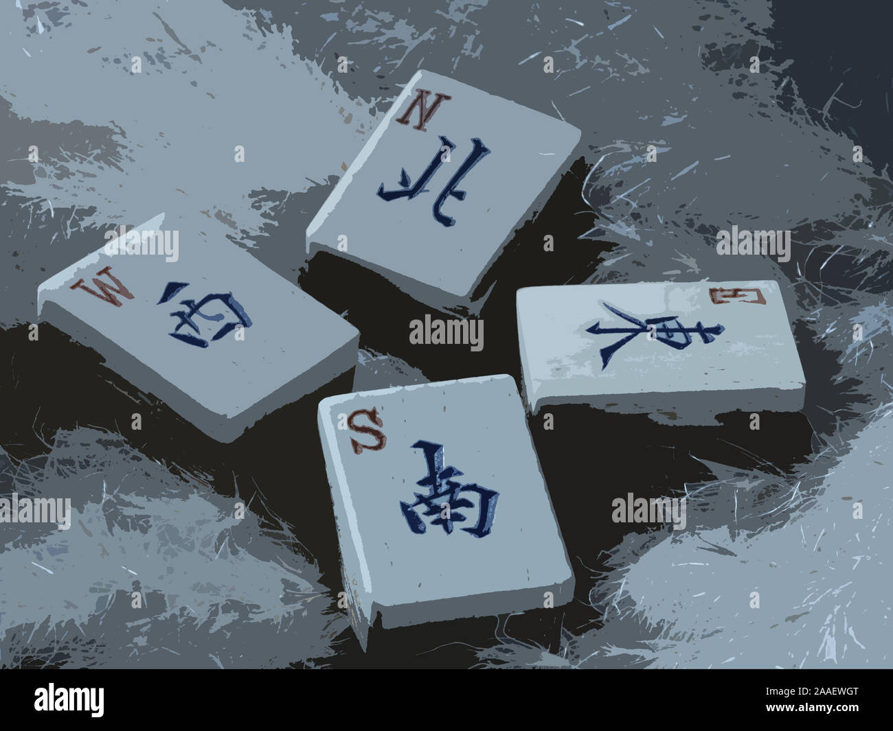 Mahjong tiles, winds, lying flat on pampas grass Stock Photo - Alamy