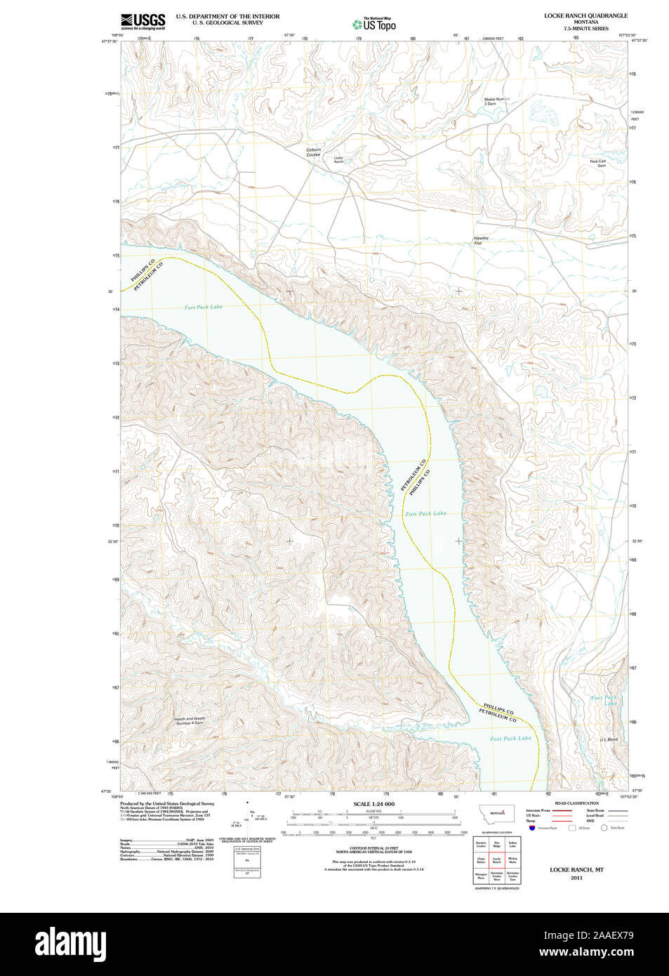 USGS TOPO Map Montana MT Locke Ranch 20110616 TM Restoration Stock ...