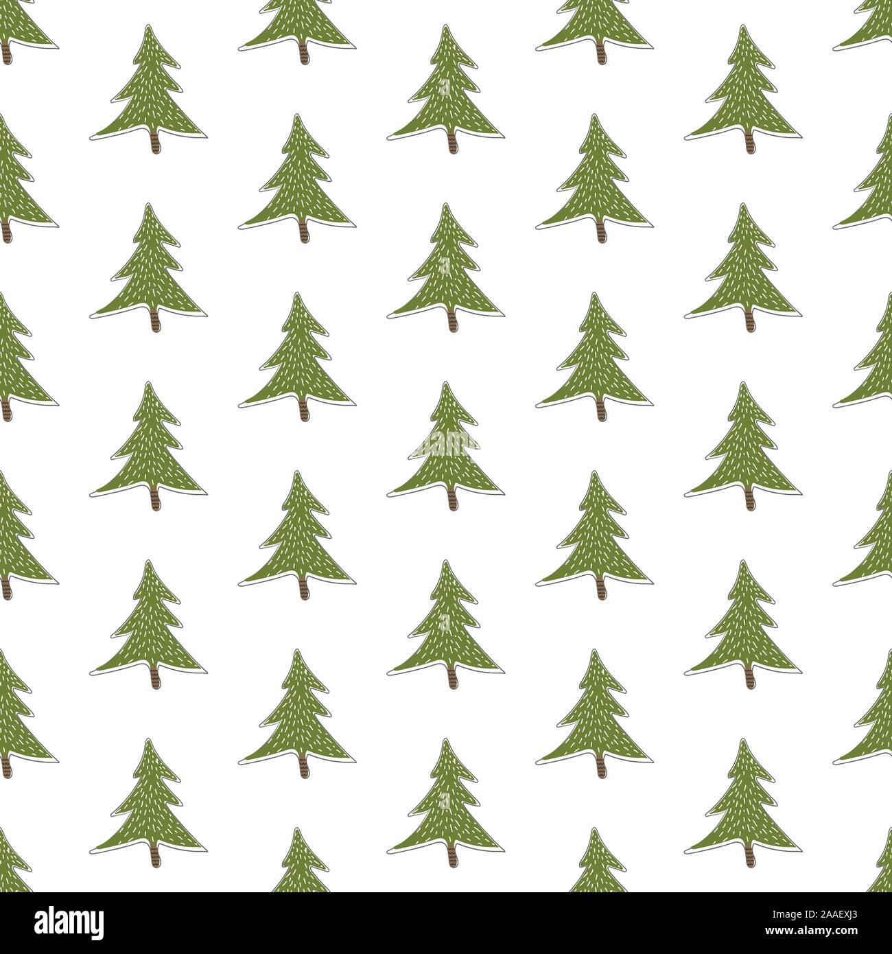 Cute Seamless Pattern With Forest Trees. Scandinavian Style. Quality ...