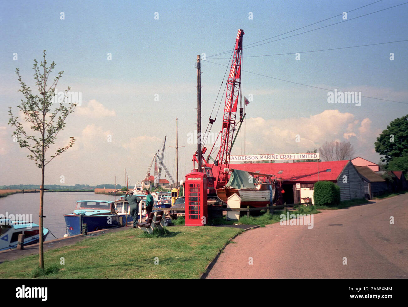 Norfolk Broads boatyard in the 1980's Stock Photo - Alamy