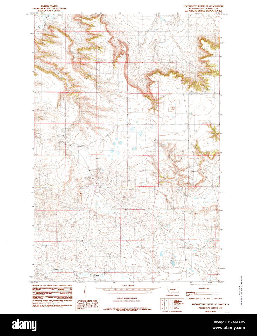 USGS TOPO Map Montana MT Locomotive Butte SE 265073 1985 24000 ...