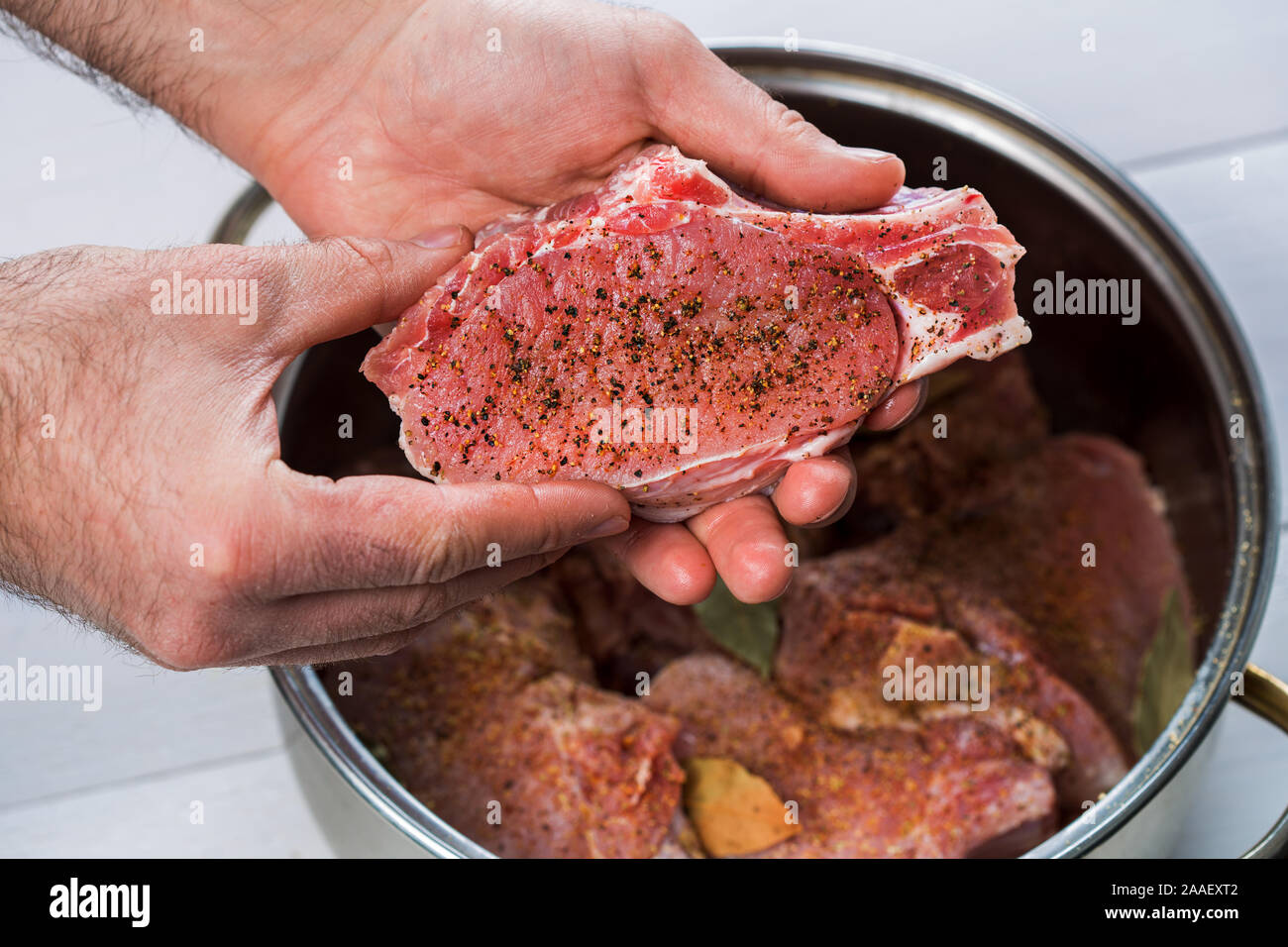 Chefs prepare pork cook hi-res stock photography and images - Alamy