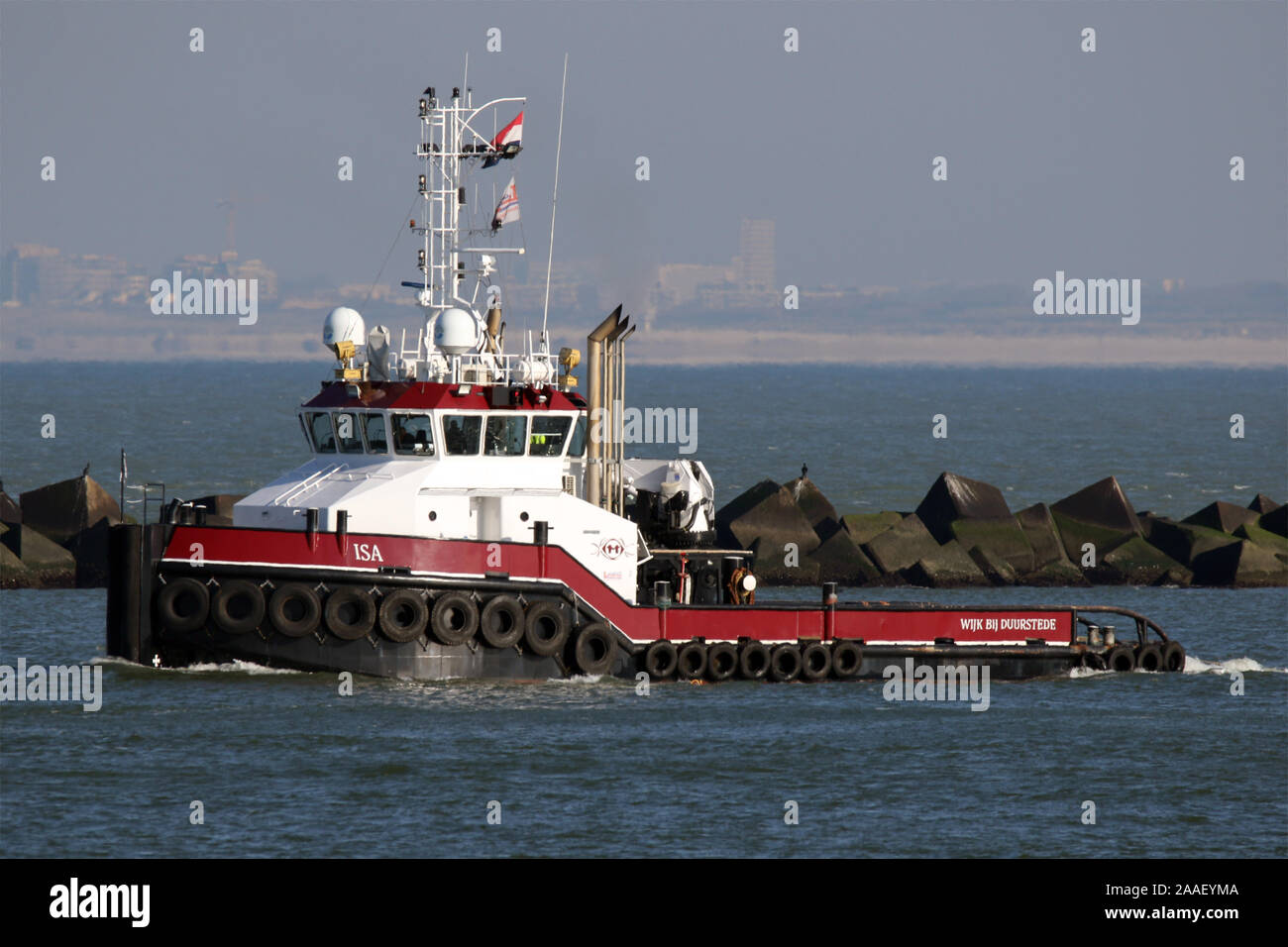 The small offshore tug Isa leaves the port of Rotterdam on October 30 ...