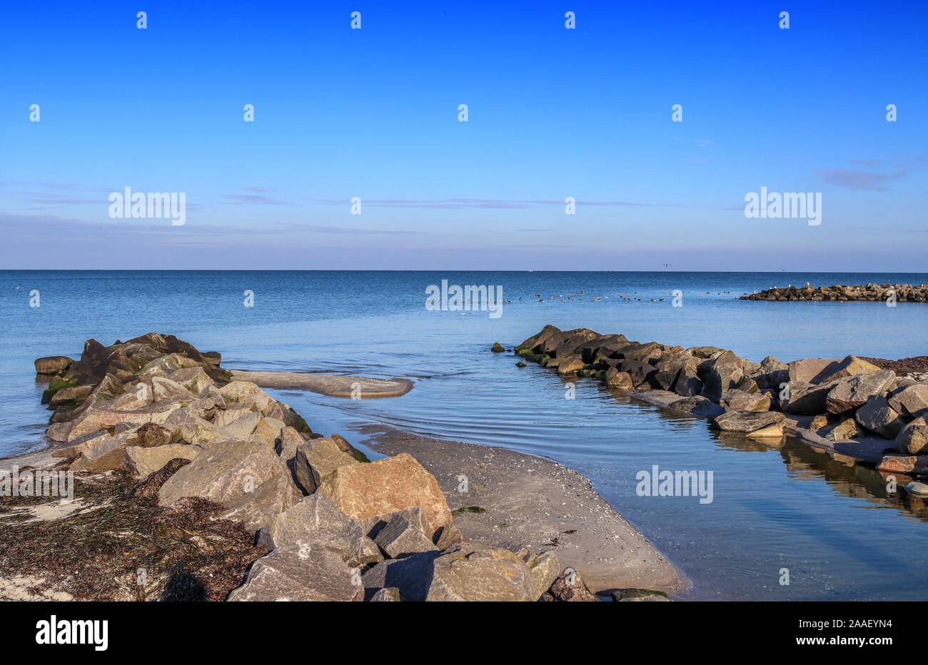 Beautiful view on sandy beaches at the baltic sea on a sunny day in ...