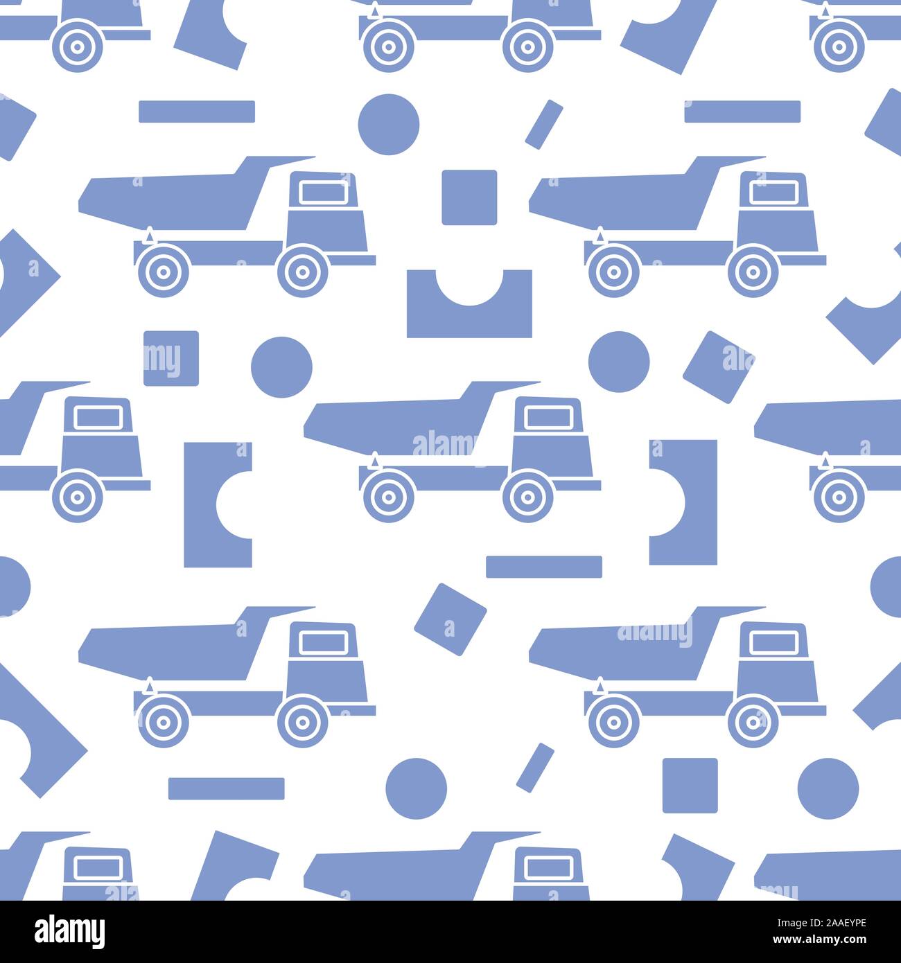 Vector seamless pattern with kid toys. Dump truck, cubes, blocks for ...