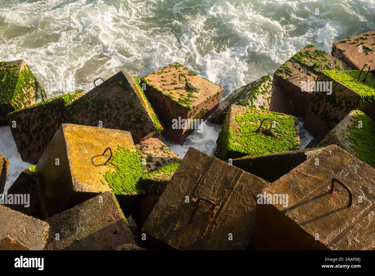 blocks of cement in the water in Santo Domingo Dominican Republic Stock ...