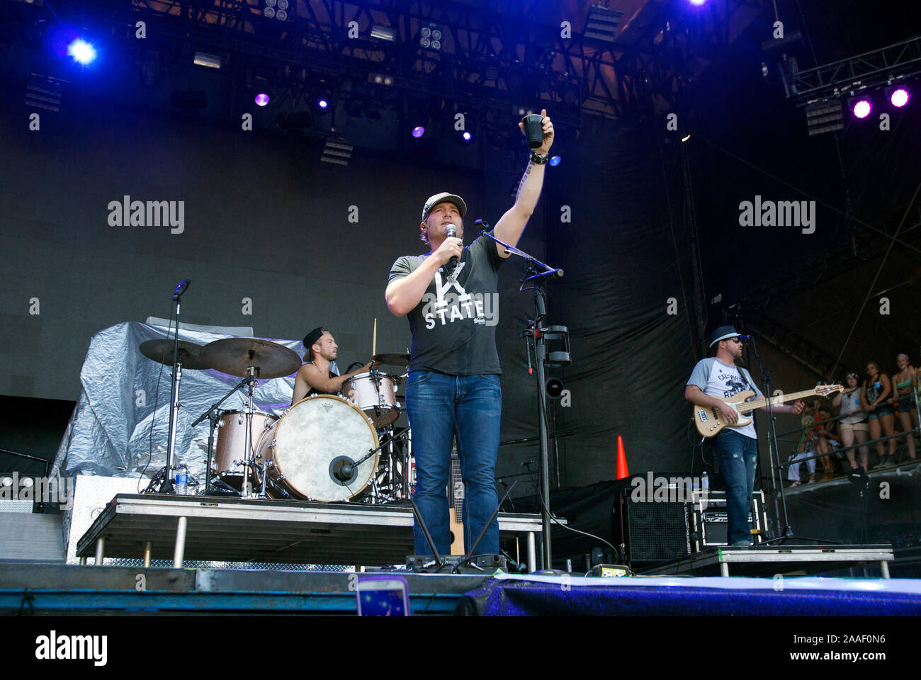 Manhattan, Kansas, USA, June 26, 2015 Jerrod Niemann performs on stage ...
