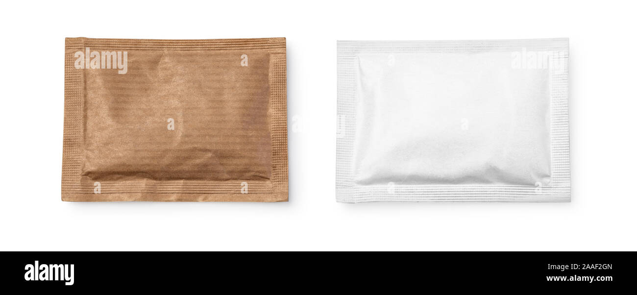 Small sugar packets isolated on white, with clipping path Stock Photo ...