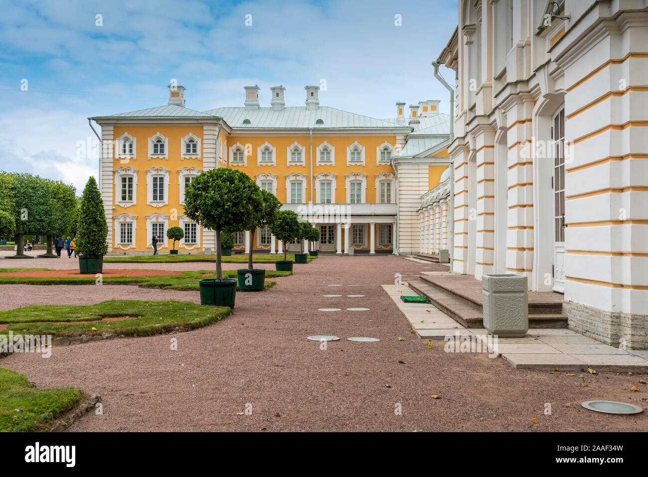 The exterior of Peterhof Palace buildings in Petergof, St. Petersburg ...