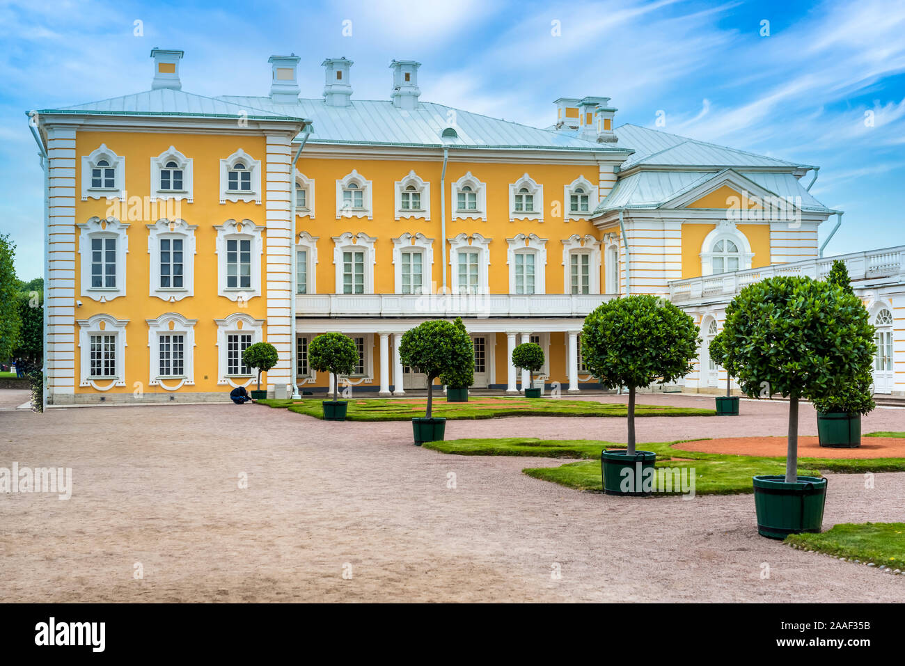 The exterior of Peterhof Palace buildings in Petergof, St. Petersburg ...