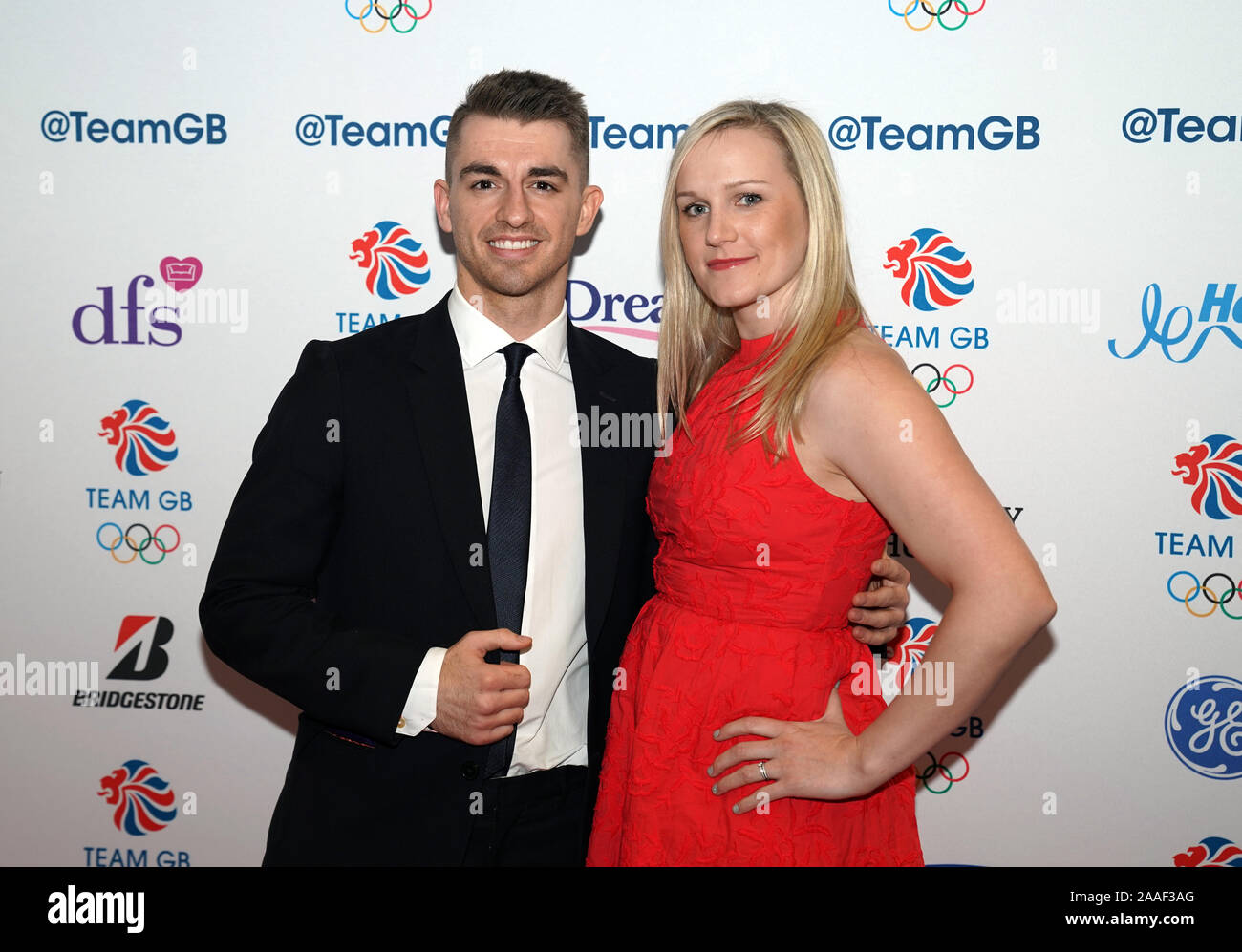 Max Whitlock and wife Leah Hickton during the BOA Annual Dinner, Old ...