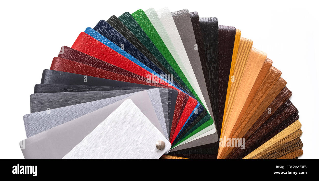 Presentation of samples. Samples for lamination. Multi-colored laminate ...