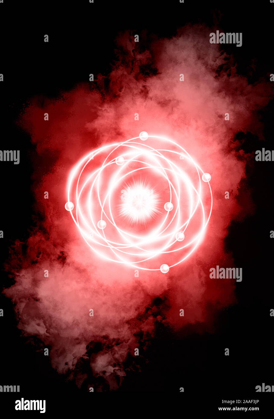 Colorful atomic particle background science. Atomic structure. And ...