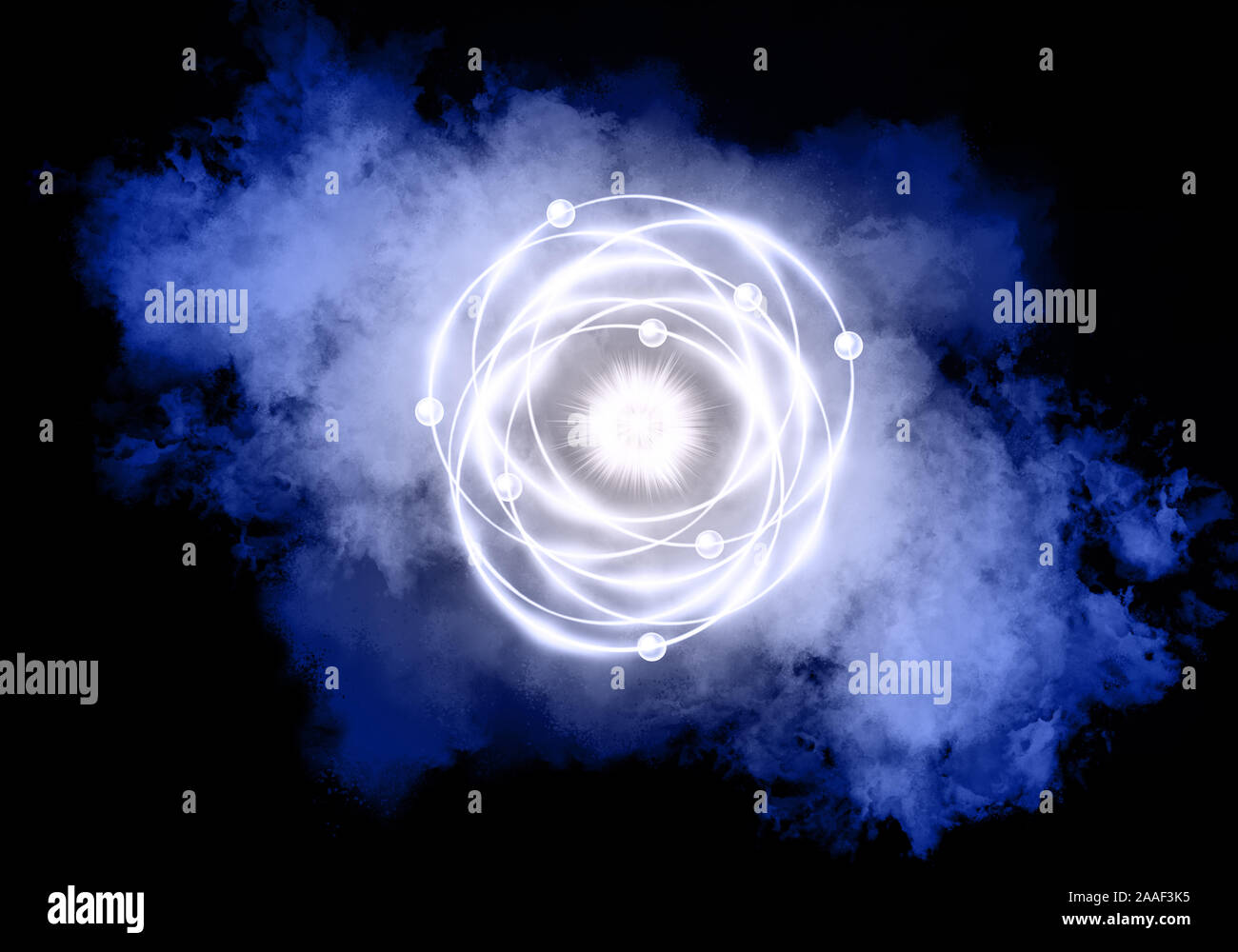 Colorful atomic particle background science. Atomic structure. And ...