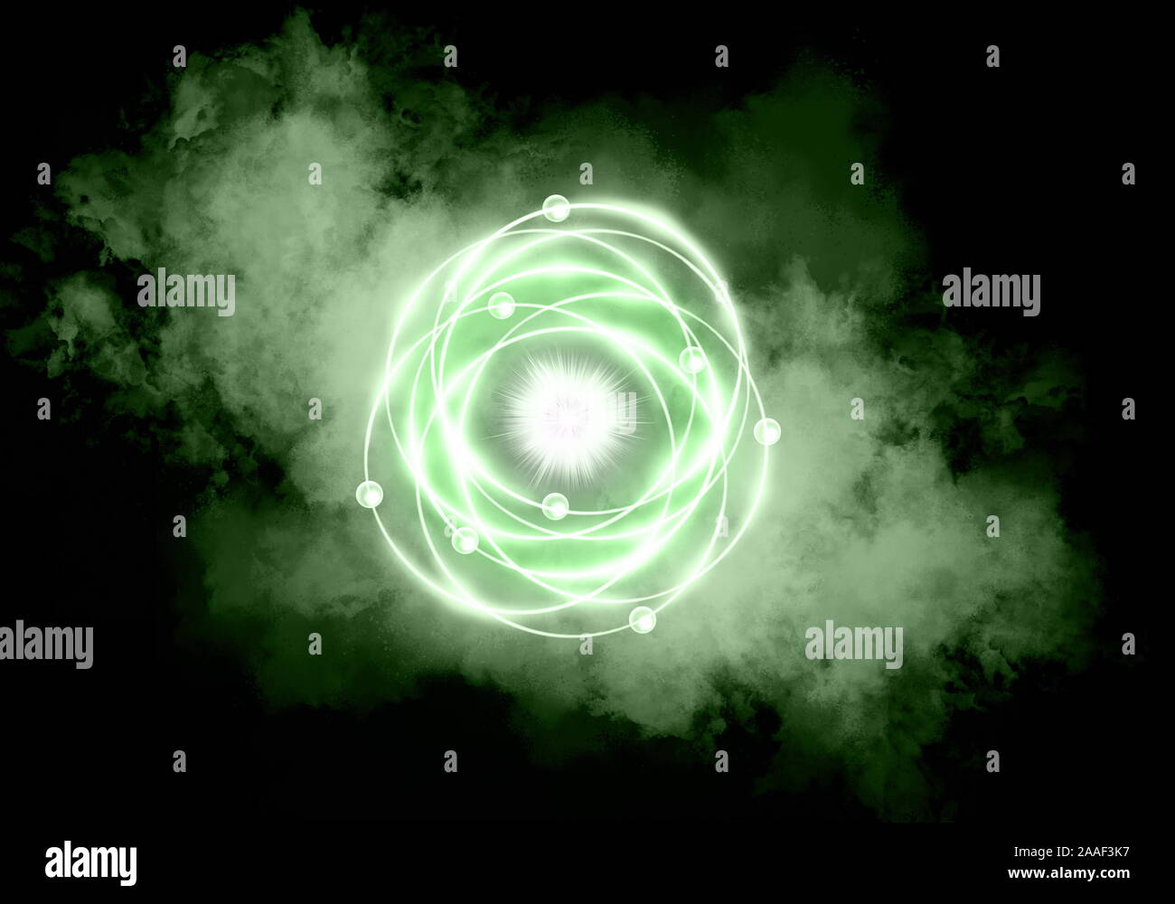 Colorful atomic particle background science. Atomic structure. And ...