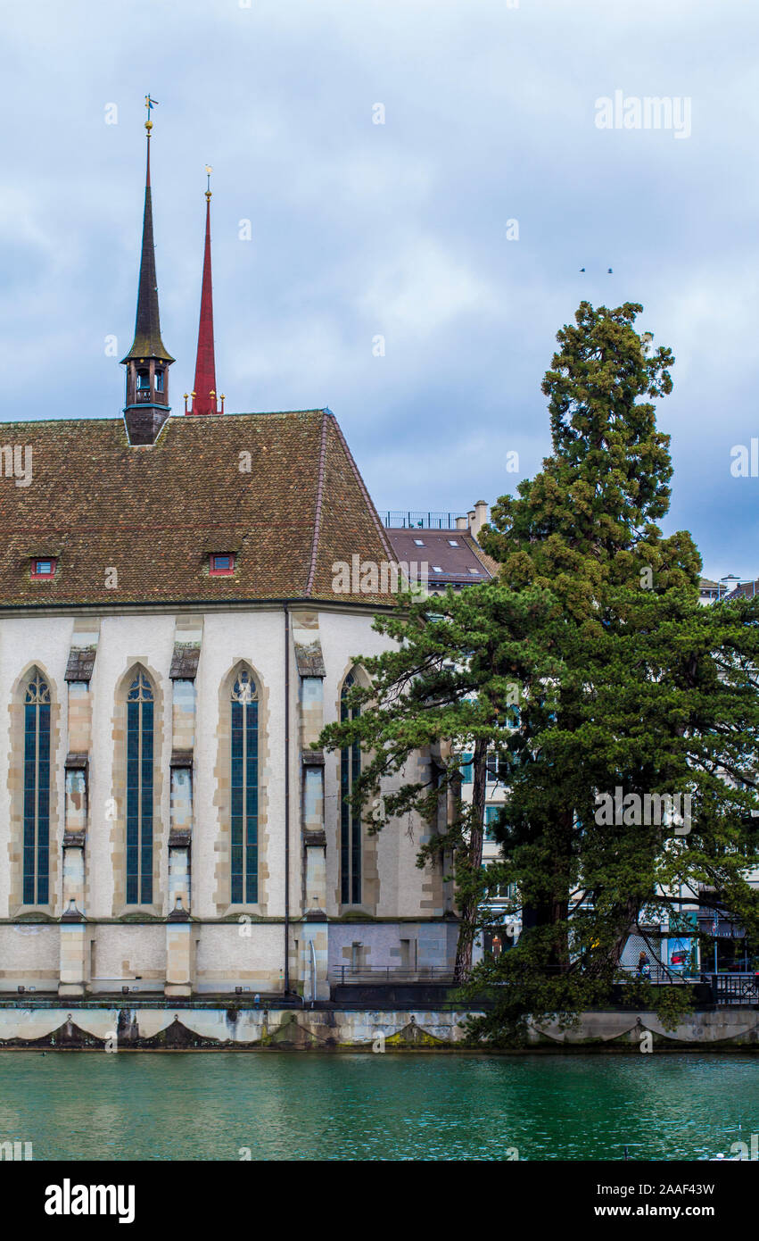 Water Church in Zurich. Zurich architecture Stock Photo - Alamy