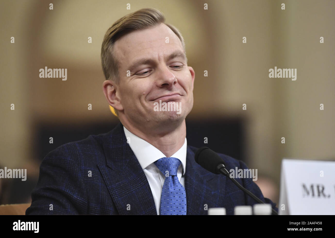 Washington, United States. 21st Nov, 2019. David Holmes, a U.S. Embassy ...