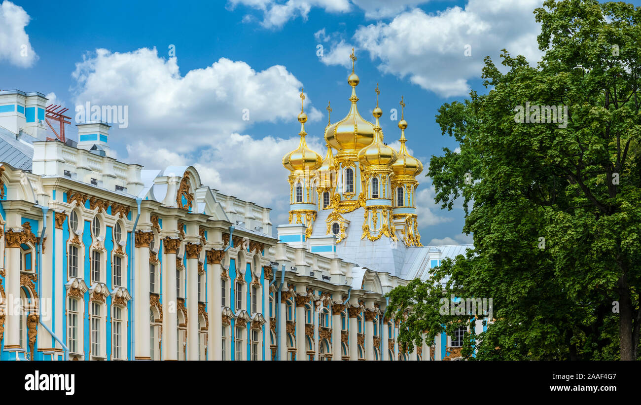 The golden spires of the Church Of The Resurrection in Catherine's ...